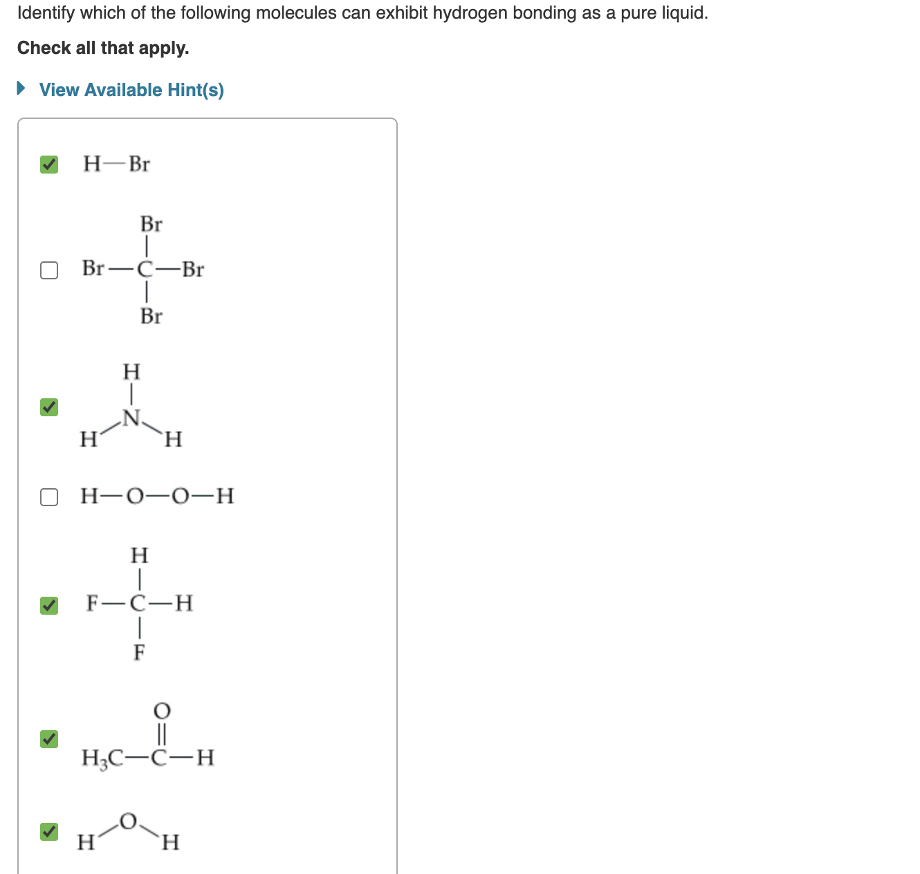 Solved Identify which of the following molecules can exhibit | Chegg.com