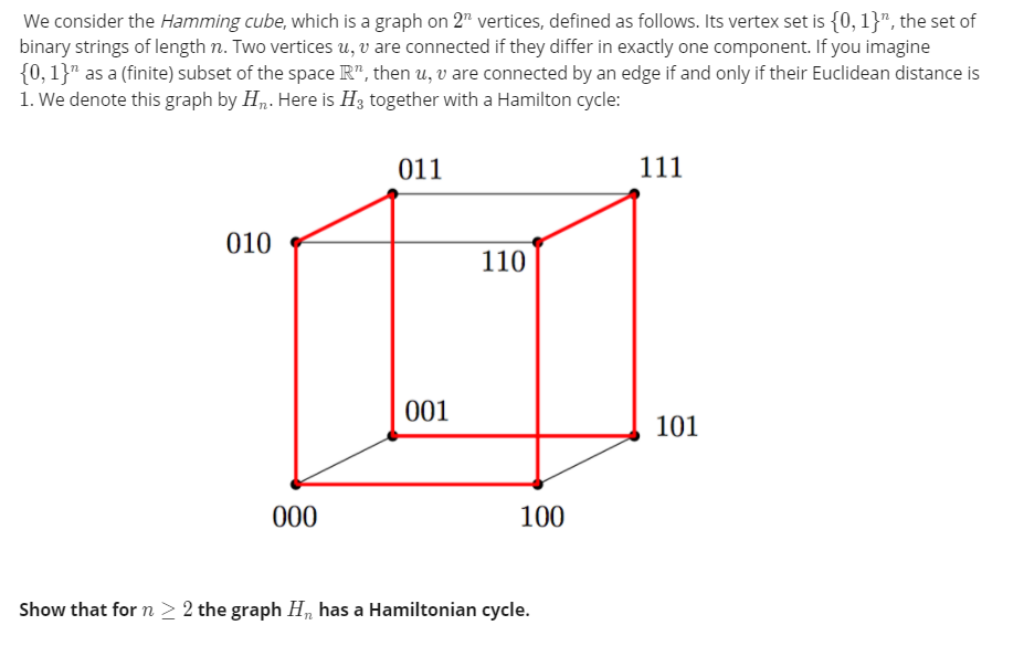 Solved We consider the Hamming cube, which is a graph on 2" | Chegg.com