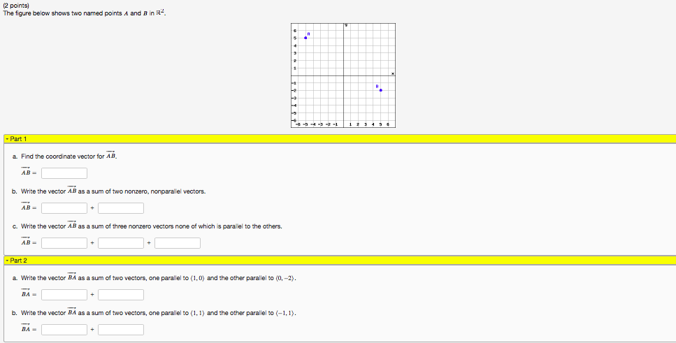 Solved 2 points) The figure below shows two named points A | Chegg.com