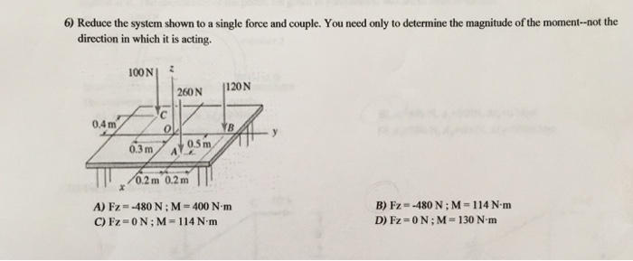 Solved 6) Reduce the system shown to a single force and | Chegg.com