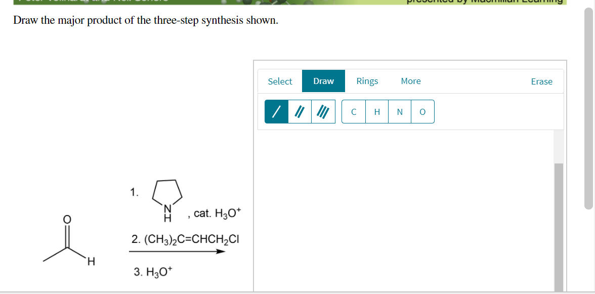 Solved Draw the major product of the three-step synthesis | Chegg.com