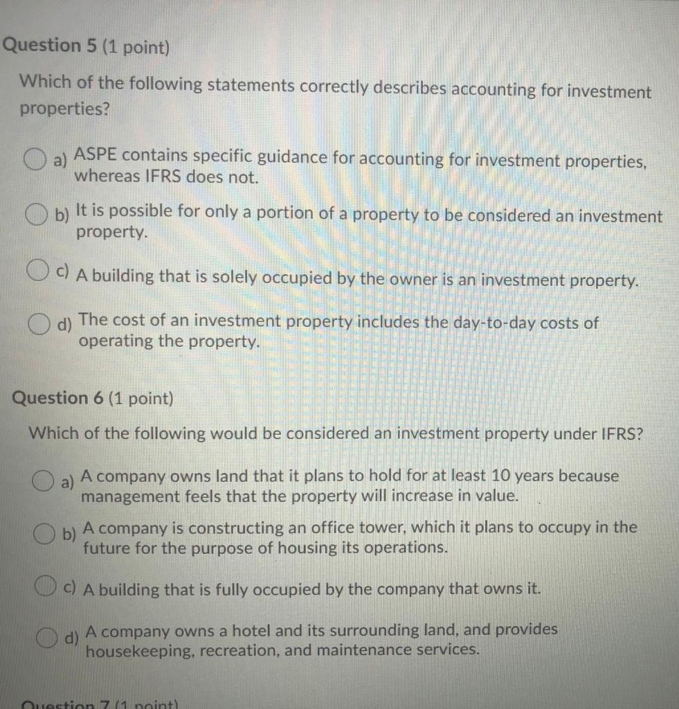 Solved Question 5 1 Point Which Of The Following Chegg