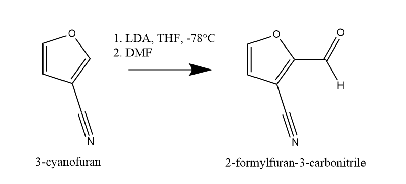 Solved 1. LDA, THF, -78°C 2. DMF H N N 3-cyanofuran | Chegg.com