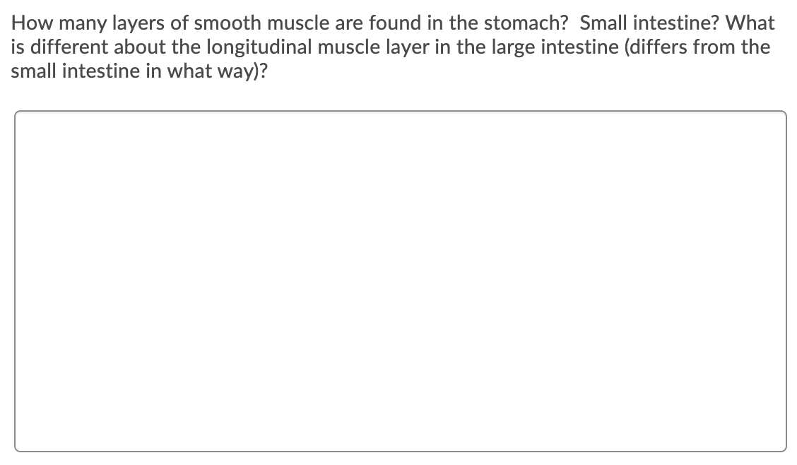 Solved How many layers of smooth muscle are found in the | Chegg.com