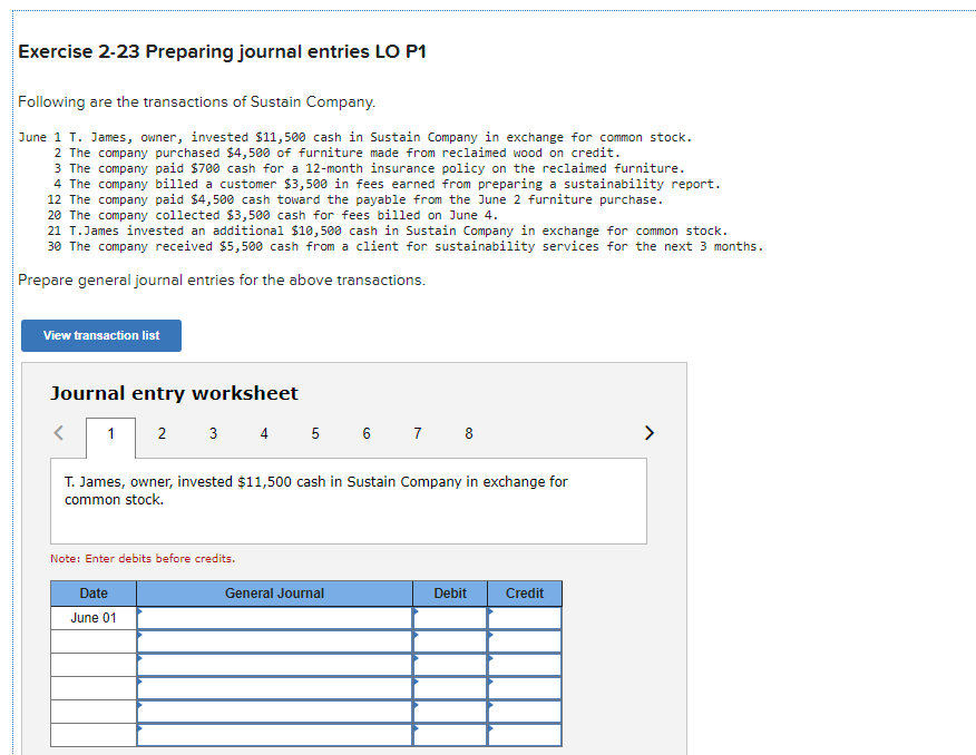 Solved Exercise 2-23 Preparing journal entries LO P1 | Chegg.com