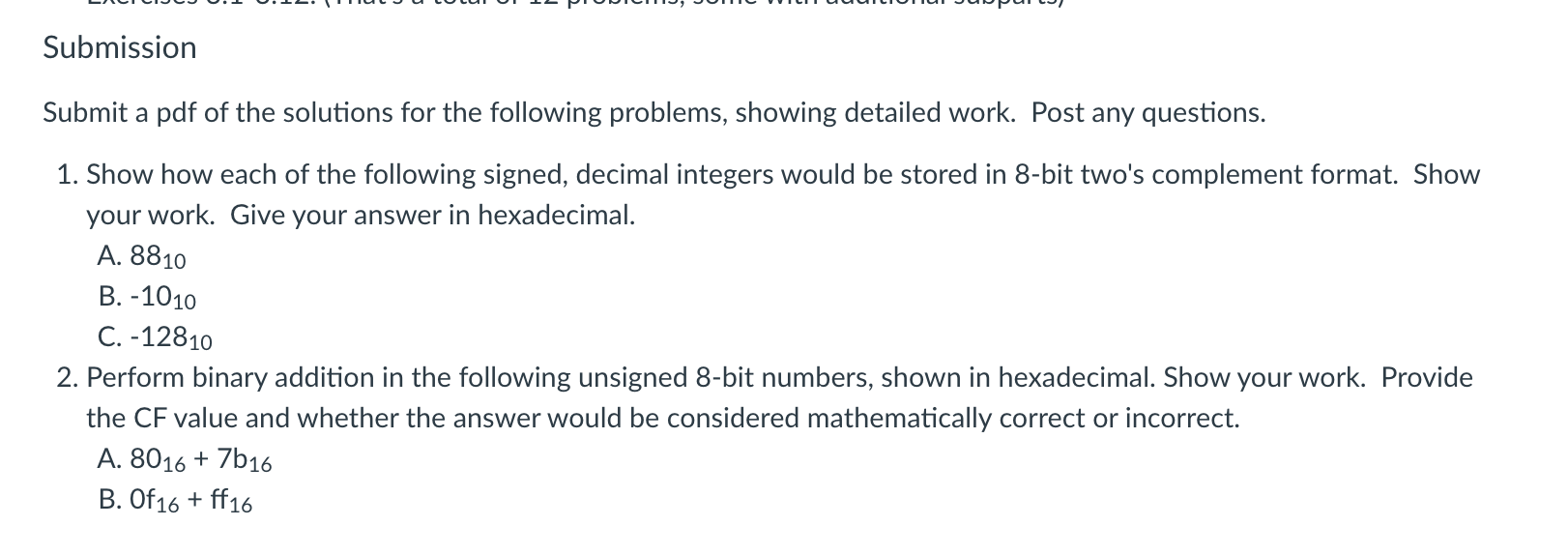 Solved Submission Submit a pdf of the solutions for the | Chegg.com