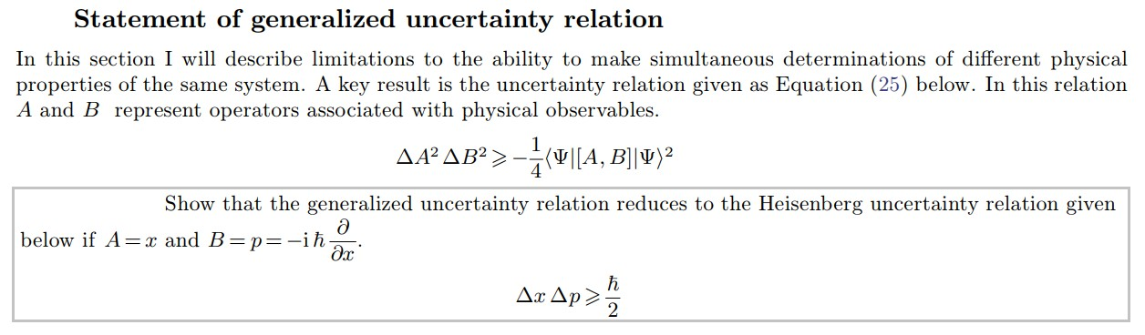 Solved Statement of generalized uncertainty relation In this | Chegg.com