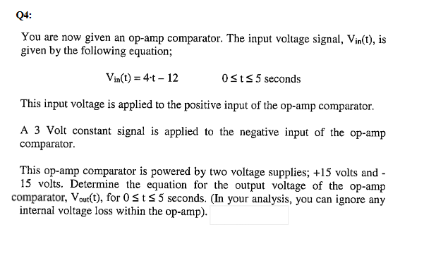 Solved You are now given an op-amp comparator. The input | Chegg.com