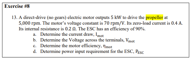 Solved Exercise #8A direct-drive (no gears) ﻿electric motor | Chegg.com