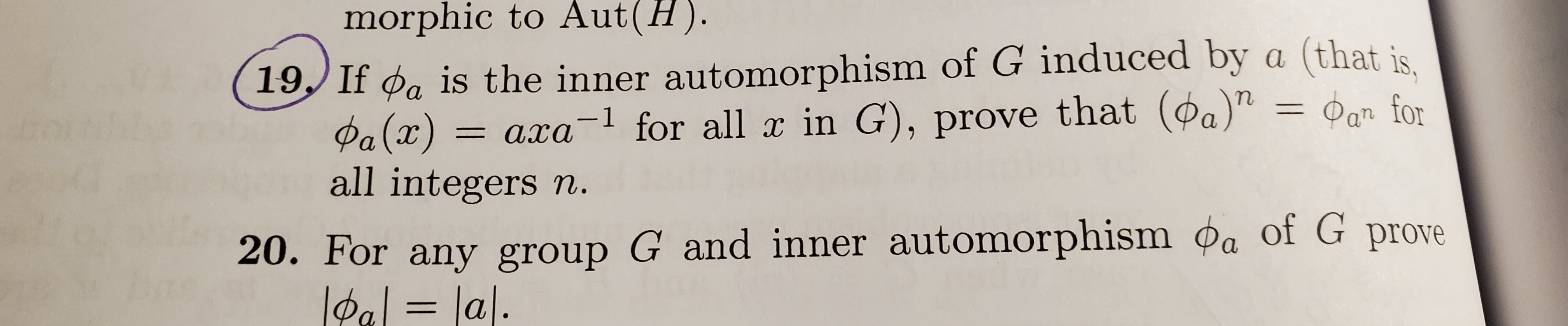 Solved morphic to Aut(H). 19. If ϕa is the inner | Chegg.com