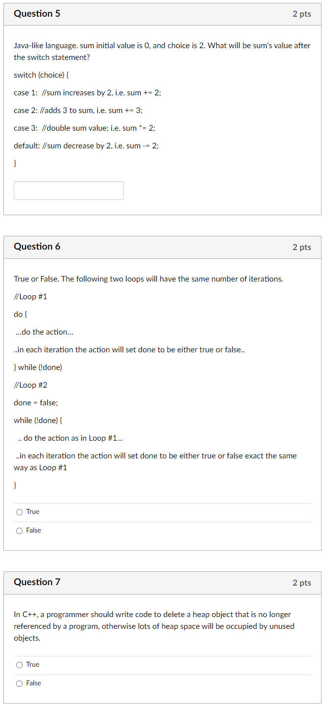 Solved Java-like language. sum initial value is 0 , and | Chegg.com