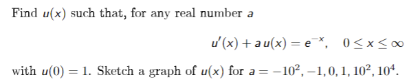Solved Find u(x) such that, for any real number a | Chegg.com