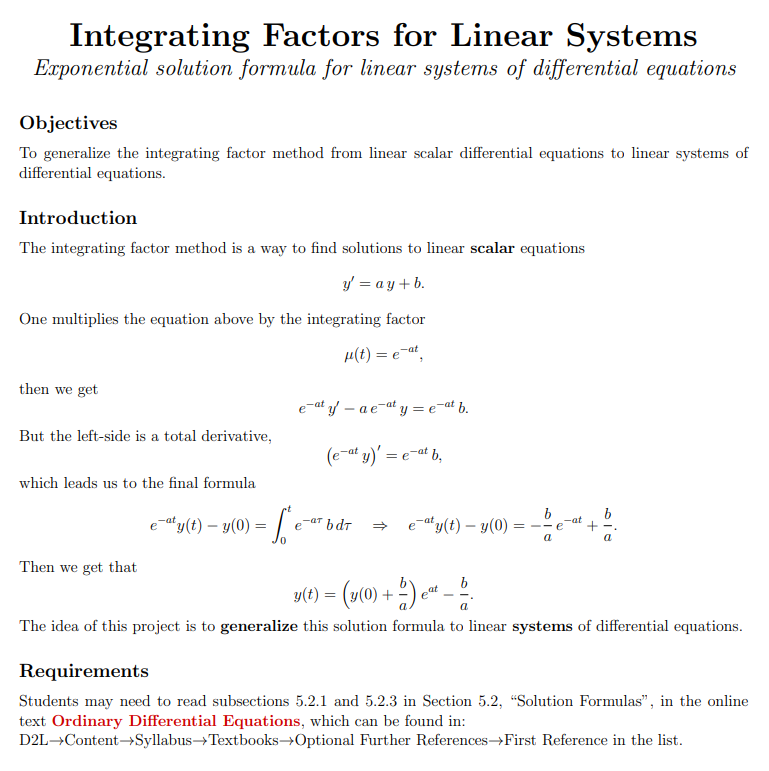 Solved Integrating Factors for Linear Systems Exponential | Chegg.com
