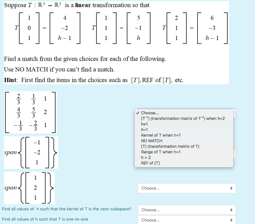Solved Suppose T : R3 R3 is a linear transformation so that | Chegg.com