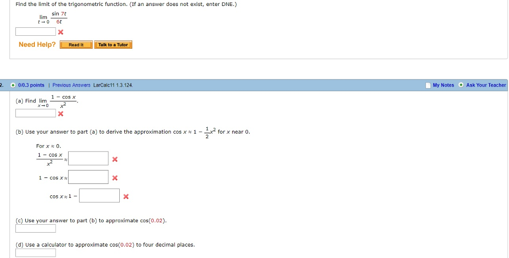 Solved Find The Limit Of The Trigonometric Function If An