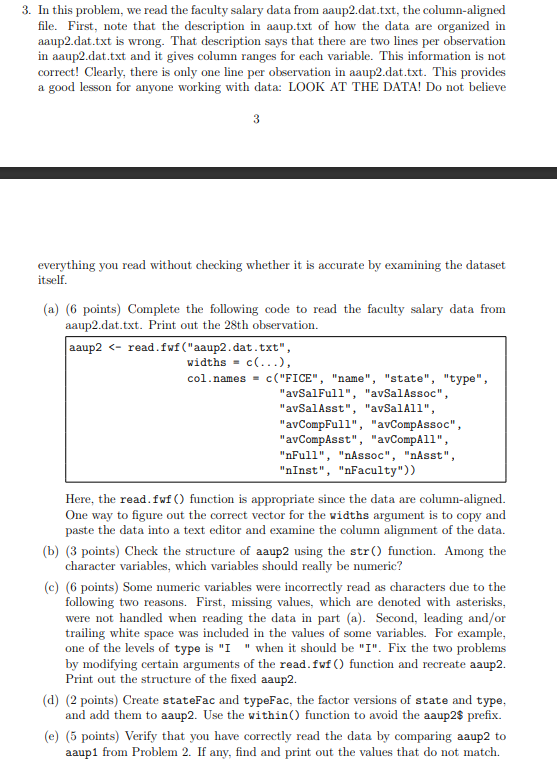 3. In this problem, we read the faculty salary data | Chegg.com
