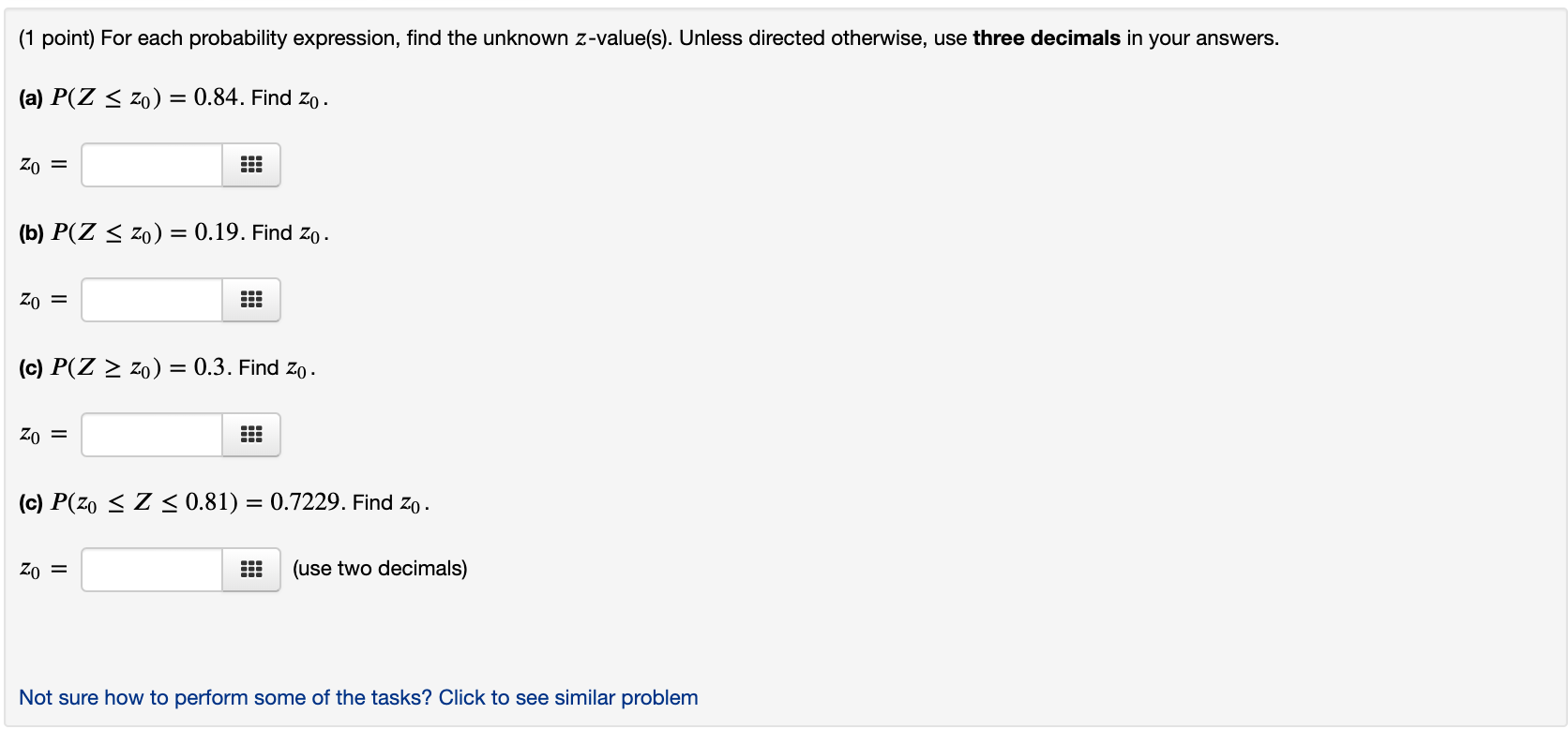 Solved (1 point) For each probability expression, find the | Chegg.com