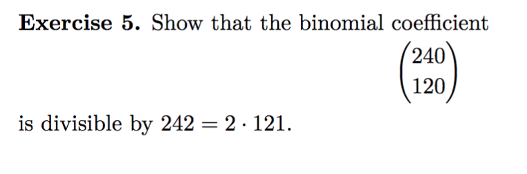 Solved Exercise 5. Show that the binomial coefficient | Chegg.com