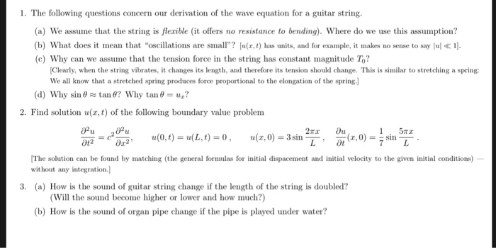 Solved 1. The following questions concern our derivation of | Chegg.com