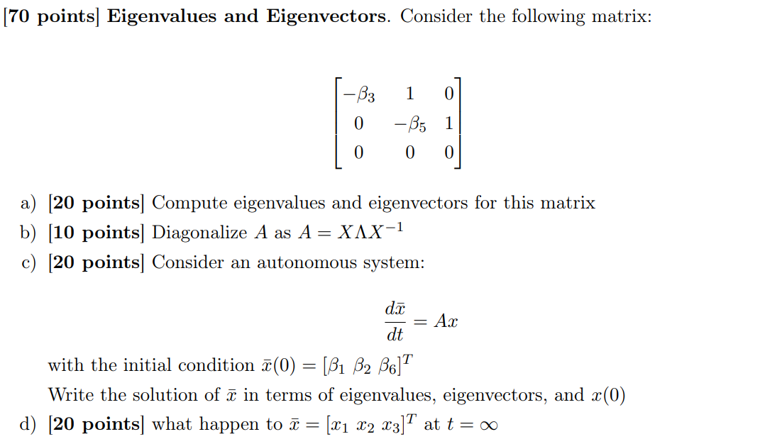 Solved [70 points] Eigenvalues and Eigenvectors. Consider | Chegg.com