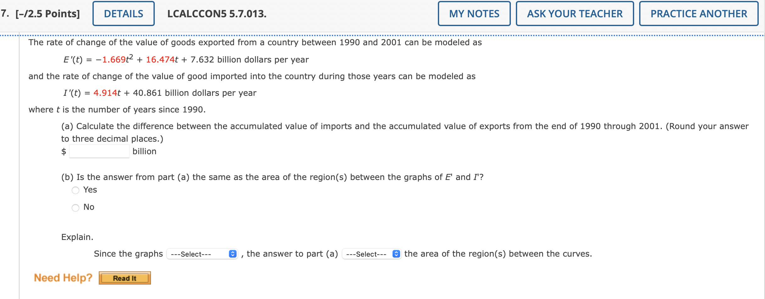 Solved The rate of change of the value of goods exported | Chegg.com