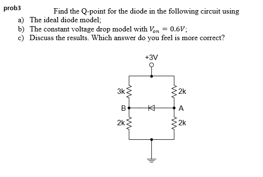 Solved prob3 Find the Q-point for the diode in the following | Chegg.com