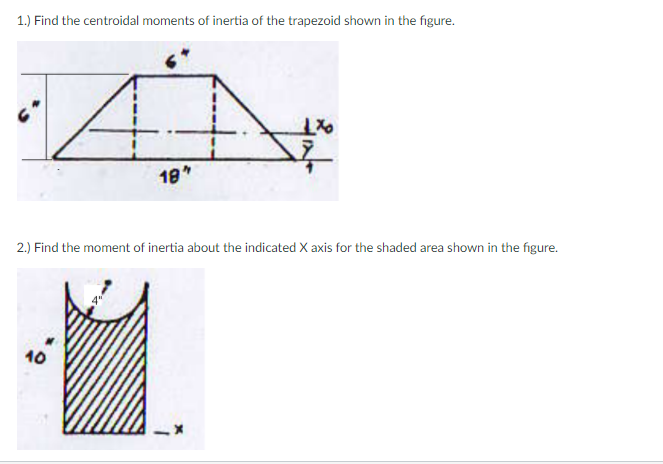 Solved 1.) Find the centroidal moments of inertia of the | Chegg.com