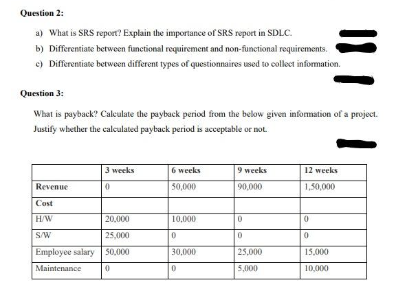 Solved Question 2: a) What is SRS report? Explain the | Chegg.com