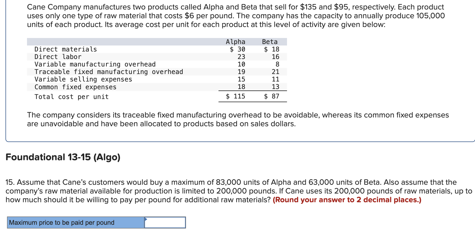 Solved Foundational 13-15 (Algo)Assume that Cane's customers | Chegg.com