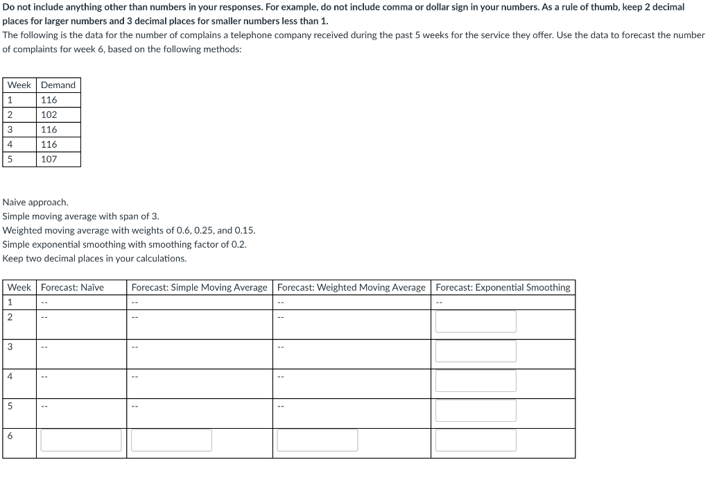 Solved Do not include anything other than numbers in your | Chegg.com