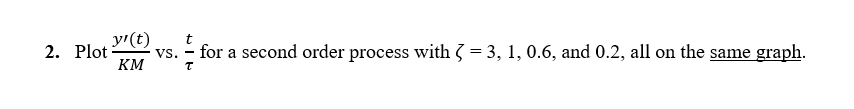 Solved 2. Plot KMy′(t) vs. τt for a second order process | Chegg.com