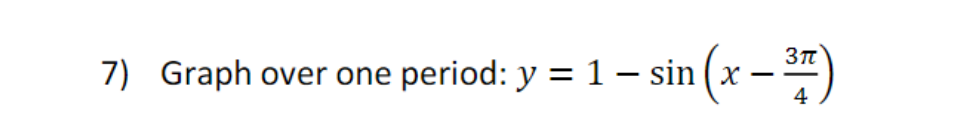 Solved Зп 7) Graph over one period: y = 1 - sin ( x sin (x – | Chegg.com