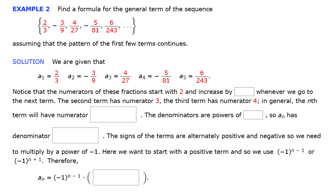 Solved EXAMPLE 2 Find a formula for the general term of the | Chegg.com