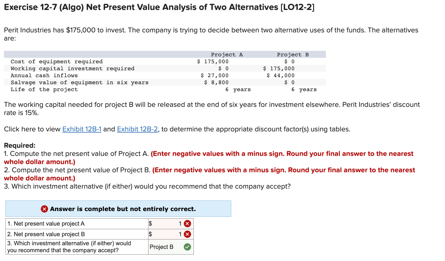 Solved Exercise 12-7 (Algo) Net Present Value Analysis of | Chegg.com