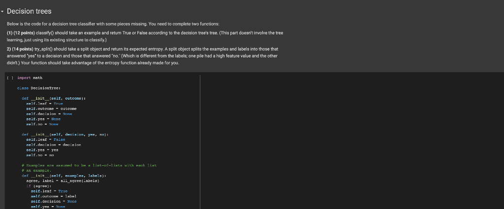 - Decision trees Below is the code for a decision | Chegg.com