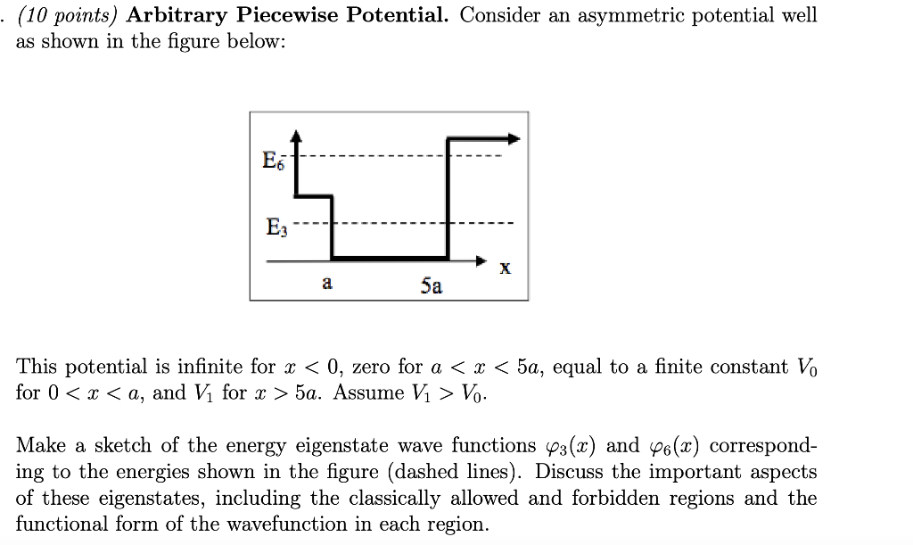Solved (10 points) Arbitrary Piecewise Potential. Consider | Chegg.com