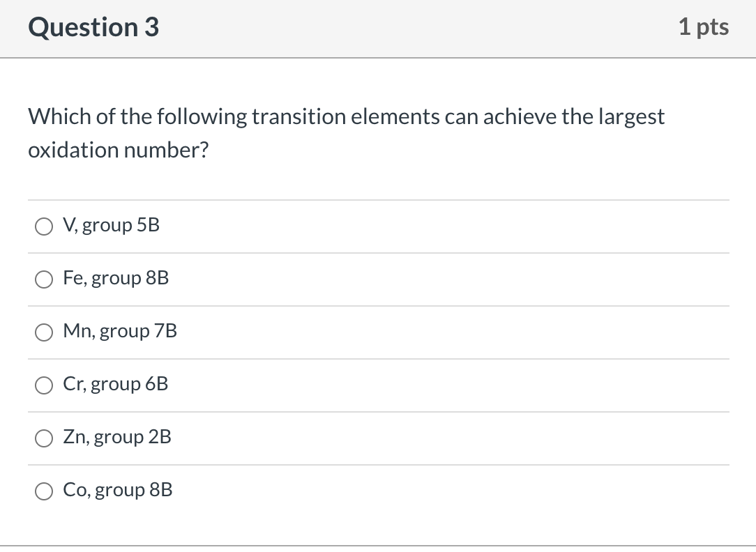 Solved Question 3 1 pts Which of the following transition | Chegg.com