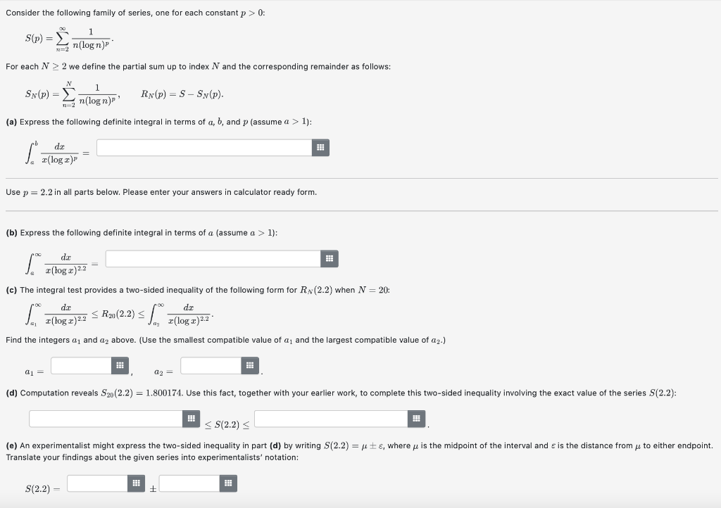 Solved Consider the following family of series, one for each | Chegg.com