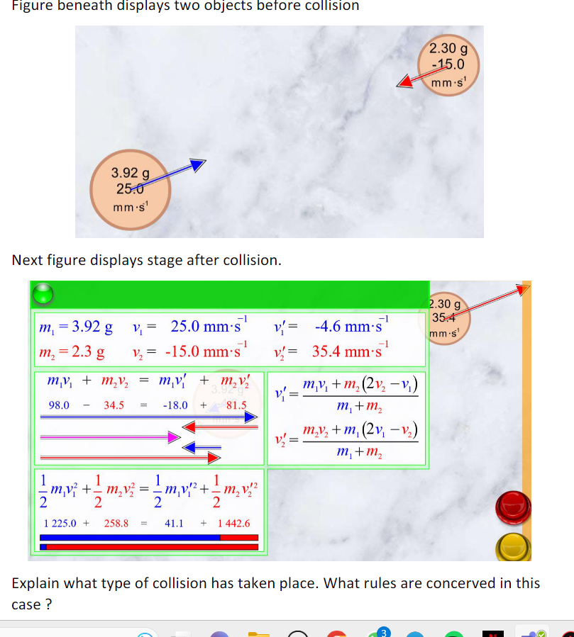 Solved Figure beneath displays two objects before collision | Chegg.com