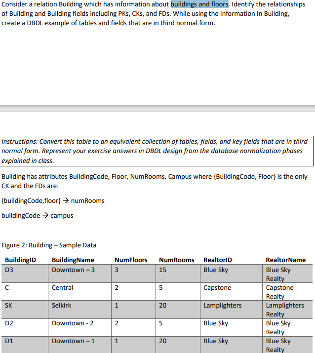 Solved Consider a relation Building which has information | Chegg.com