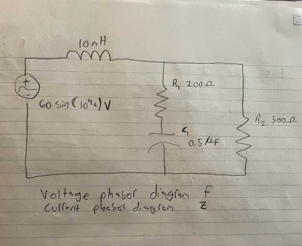 Solved Voltage phasor diaglam f current phaser diagram z | Chegg.com