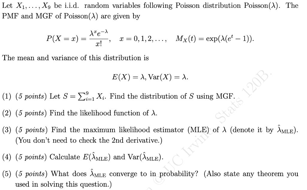 Solved Let X1,…,X9 be i.i.d. random variables following | Chegg.com