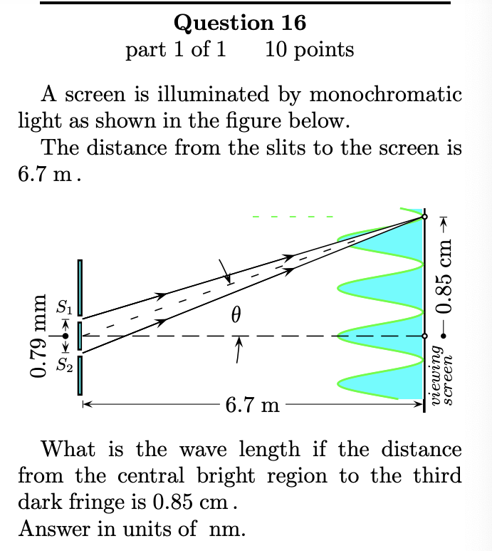 Solved Question 16part 1 ﻿of 110 ﻿pointsA screen is | Chegg.com