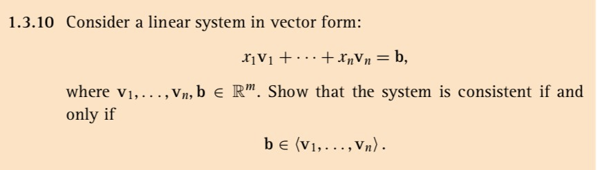 Solved 1.3.10 Consider a linear system in vector form: r1V1 | Chegg.com