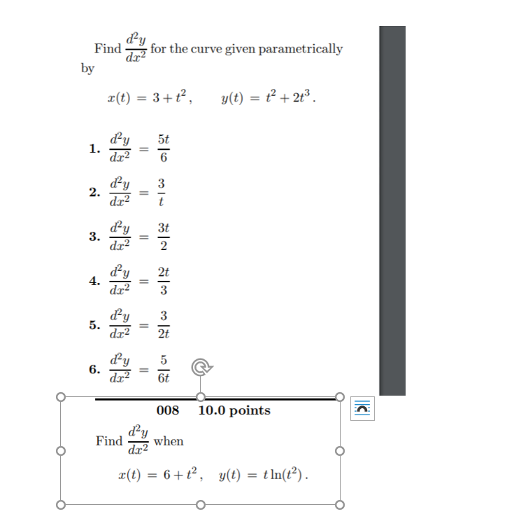 Solved dy Find for the curve given parametrically d.x2 by | Chegg.com