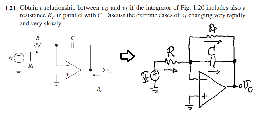 Solved .21 Obtain a relationship between vO and vI if the | Chegg.com