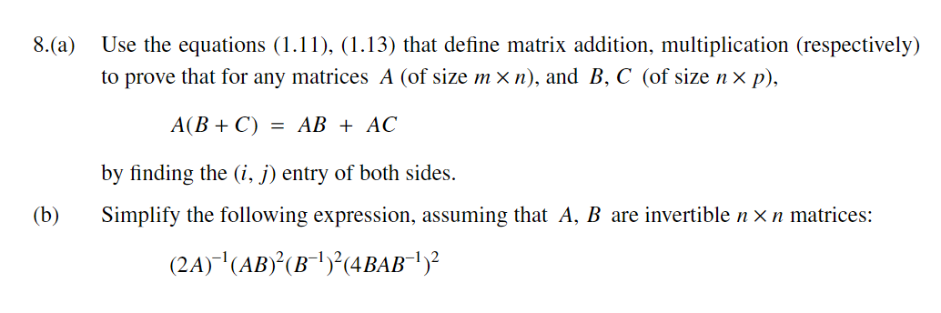 Solved 8.(a) Use the equations (1.11), (1.13) that define | Chegg.com