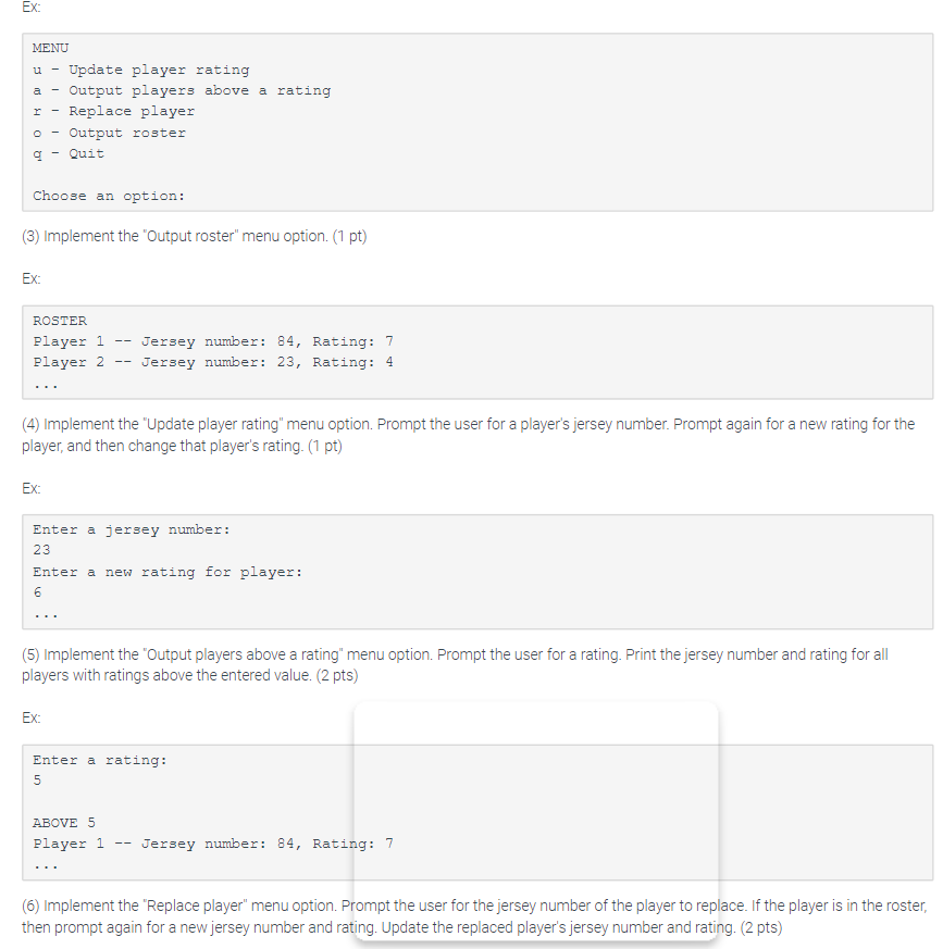 Solved 6.21 LAB*: Program: Soccer team roster This program | Chegg.com