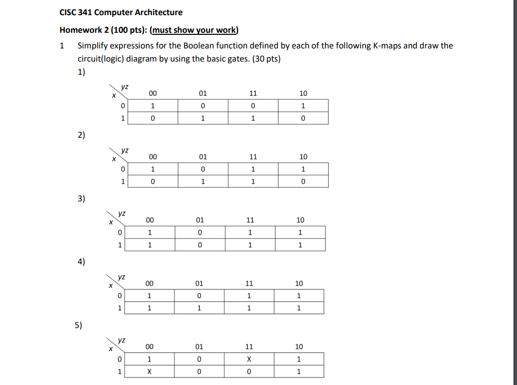 Solved CISC 341 Computer Architecture Homework 2 (100 pts): | Chegg.com