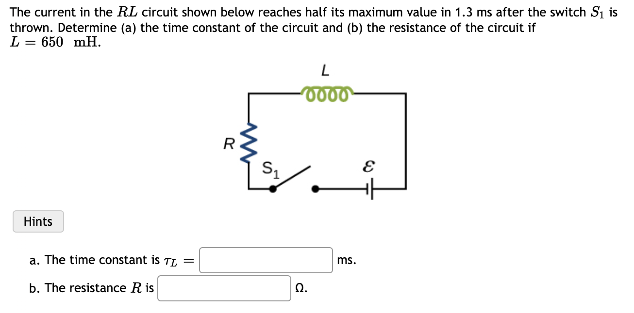Solved The current in the RL circuit shown below reaches | Chegg.com